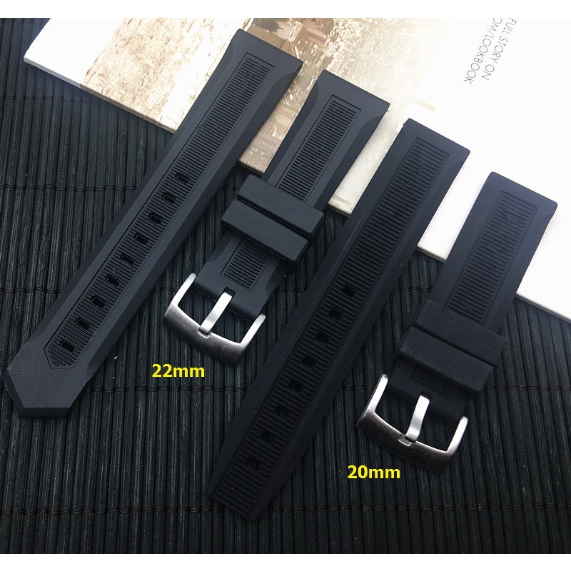 20mm 22mm Luxury men black nature watchbandsilicone rubber watch band ...