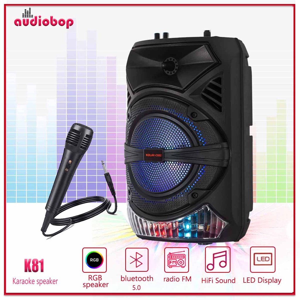 8.5 Inches Portable Rechargeable Wireless Bluetooth Karaoke Speaker with FREE MICROPHONE ...