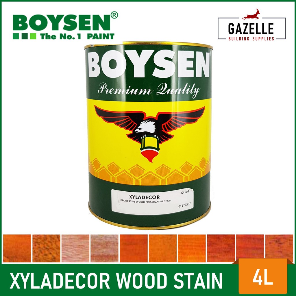 Boysen Xyladecor Wood Stain - 4L (For Exterior Wood) - Colorless / Mahogany / Chestnut / Teak ...