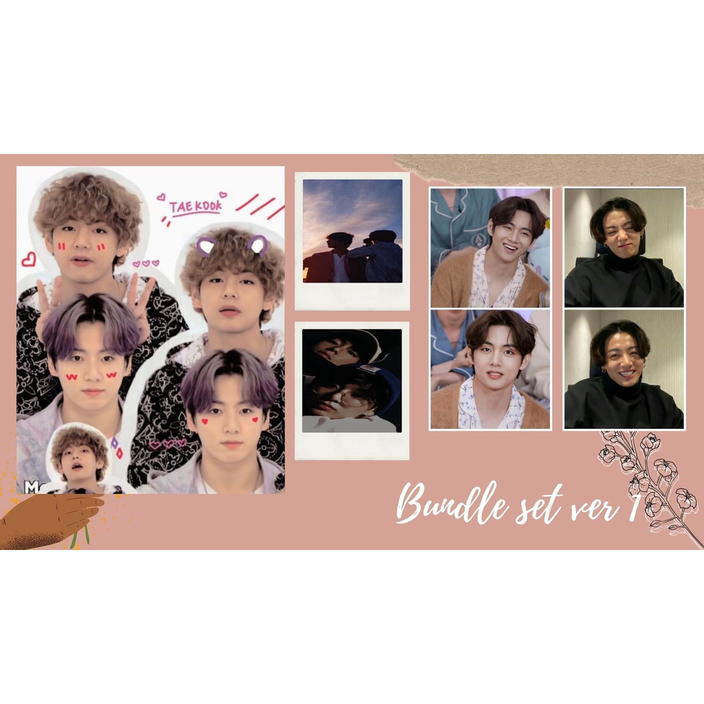 Paper & Party Supplies BTS K-Pop Photocard 9 PCS Taekook Vinyl Sticker ...