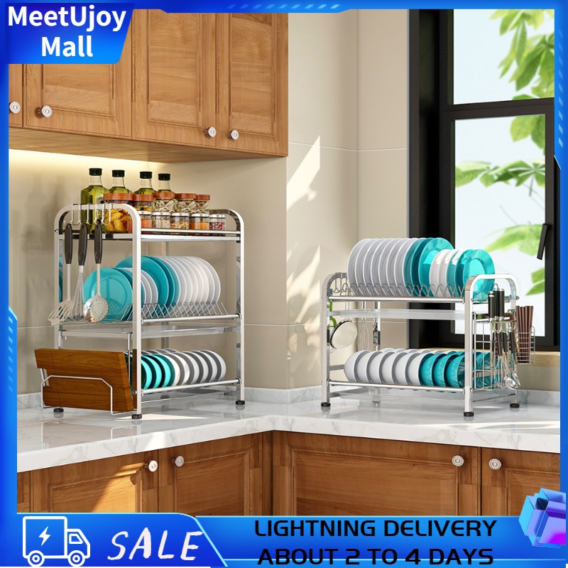 3 Layers Dish Rack Stainless Steel Dish Drainer Rack Kitchen Rack ...