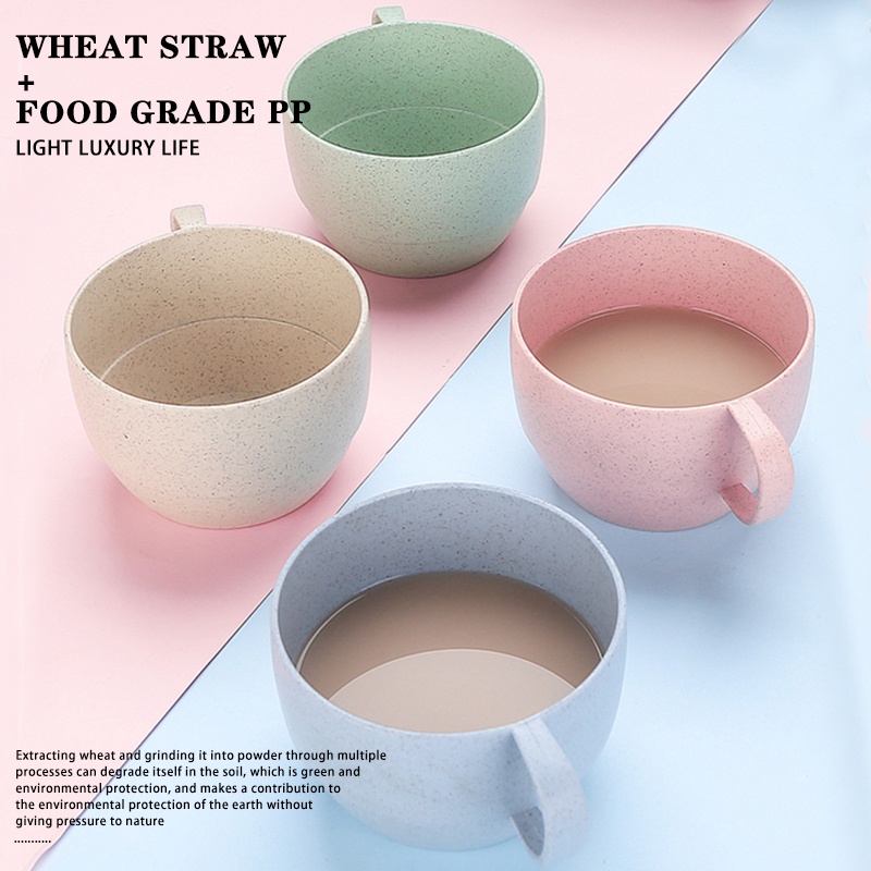 Drinkingware Plastic Cup Wheat Straw Milk Tea Mugs Coffee Mug Breakfast ...