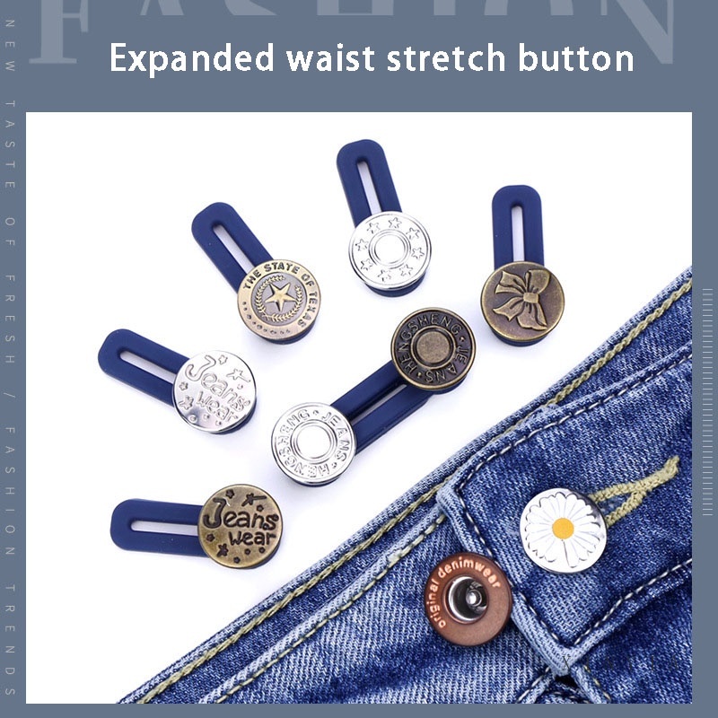 5pcs Jeans Button Adjustable Detachable Metal Buttons/Elastic Silicone ...