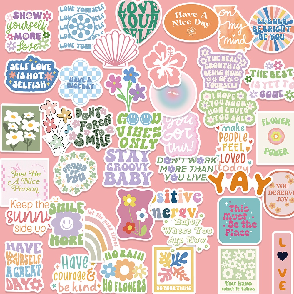 10/50/100pcs Pink Cute Danish Pastel Positive Quote Stickers for Party ...