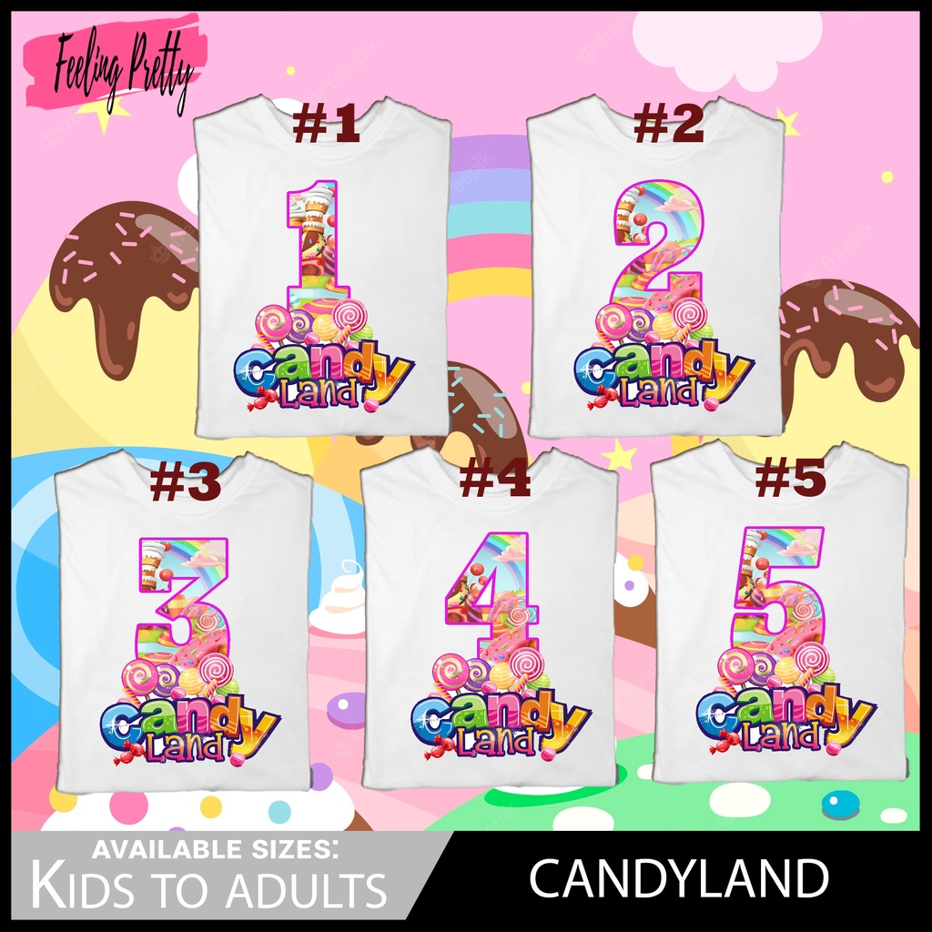 Candyland Number 1 2 3 4 5Theme Candyland Shirt Kids to Adults Unisex ...