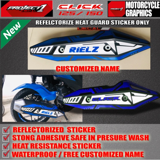 HONDA CLICK 125i/150i REFLECTORIZE HEATGUARD STICKER WITH CUSTOMIZED ...