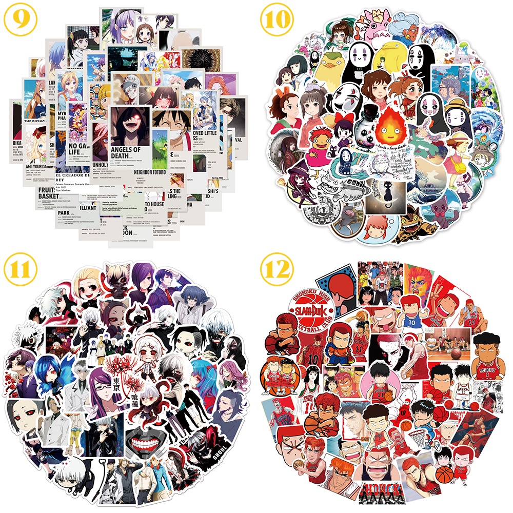MUYA 50/100 Pcs Anime Stickers Graffiti Stickers for Laptop Waterproof ...