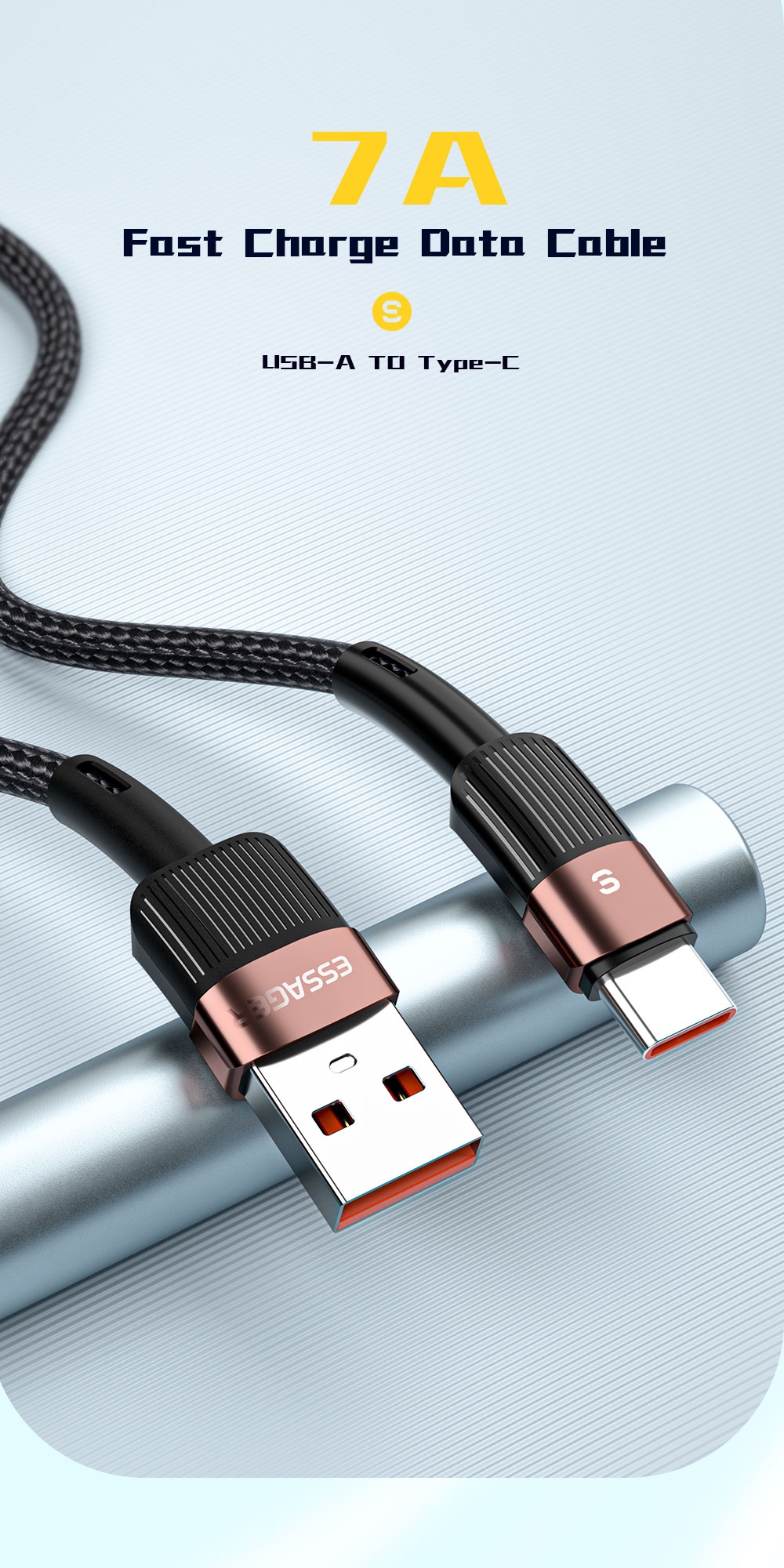 Essager 7A/6A type c cord fast charging Usb to Type c Cable 100w type c ...