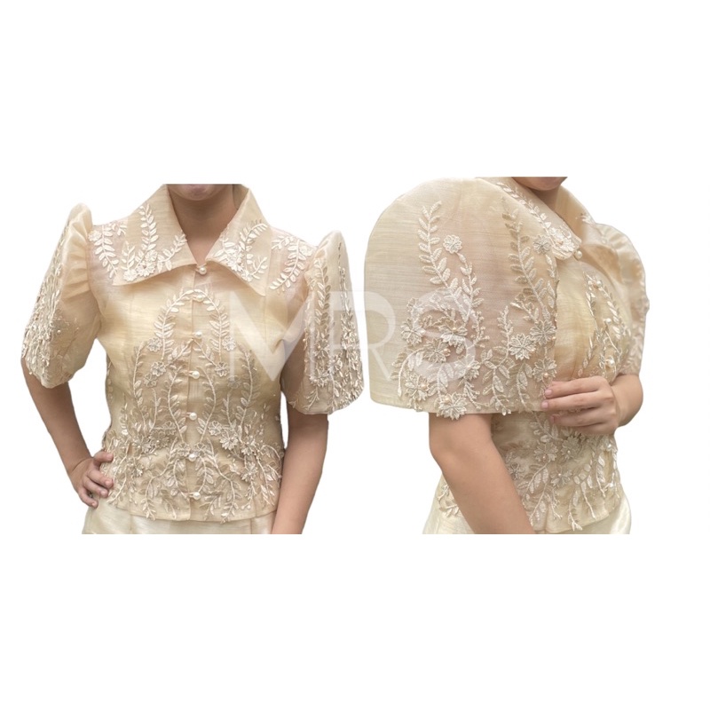 Sports Collar Filipiniana Top With Lace Design | Shopee Philippines