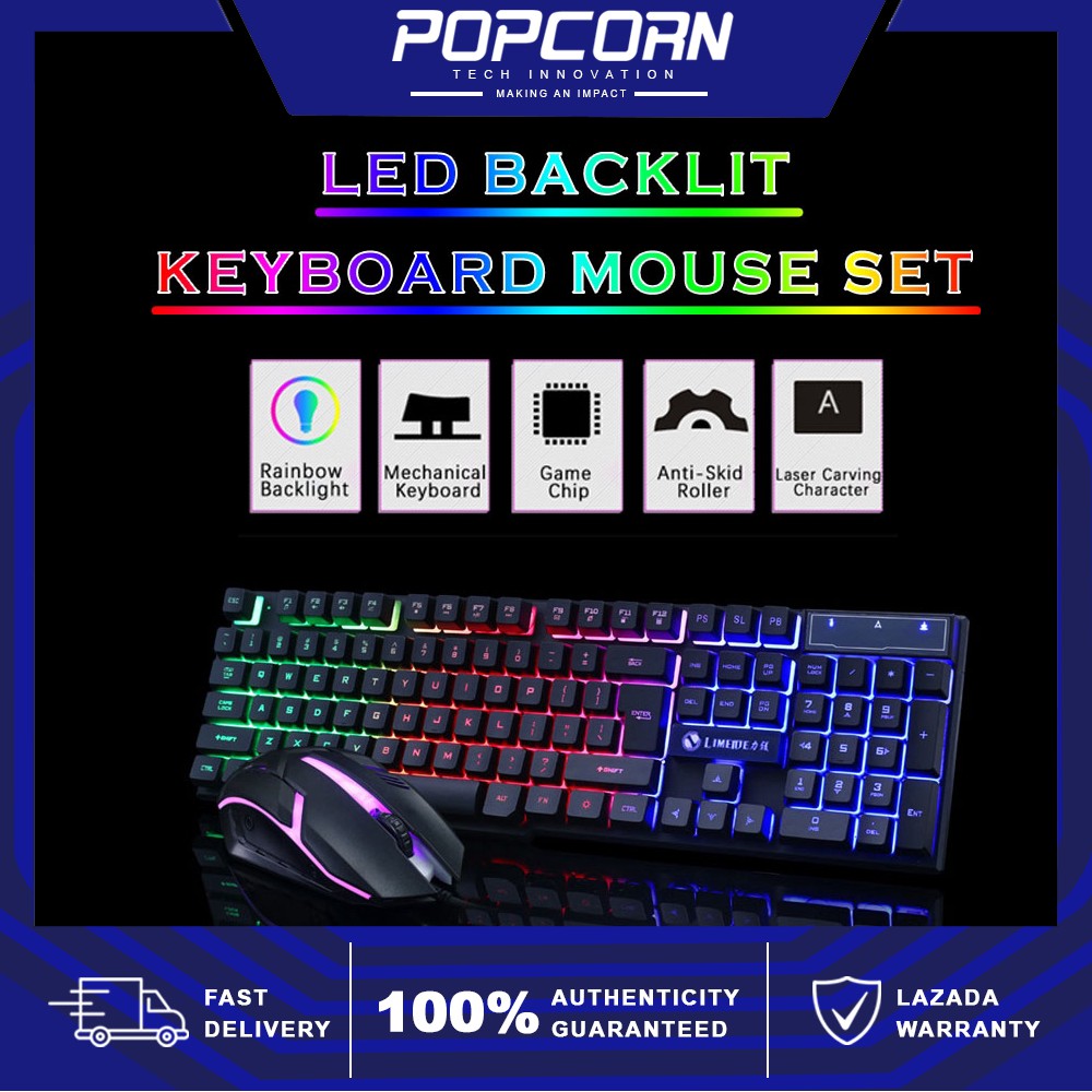 Colorful LED Illuminated Backlight Ergonomic Gaming Keyboard USB Wired ...