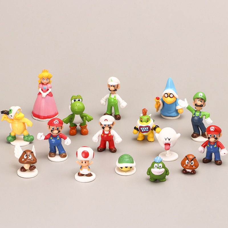 16Pcs/Set 5cm Japan Game Super Mario Bros. Q Version Mini Mario Luigi ...