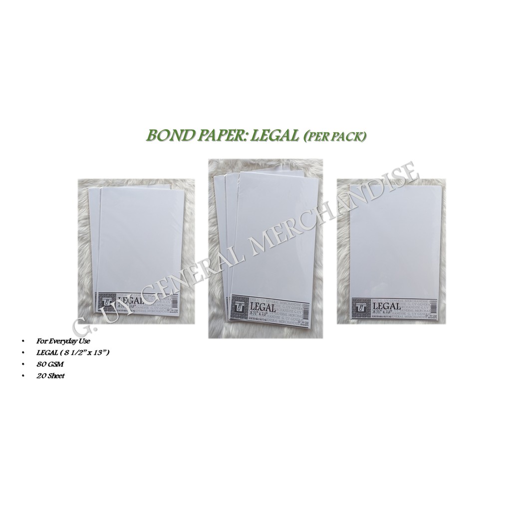 BOND PAPER: LEGAL(LONG 8 1/2" x 13") 20 sheet 80 GSM | Shopee Philippines