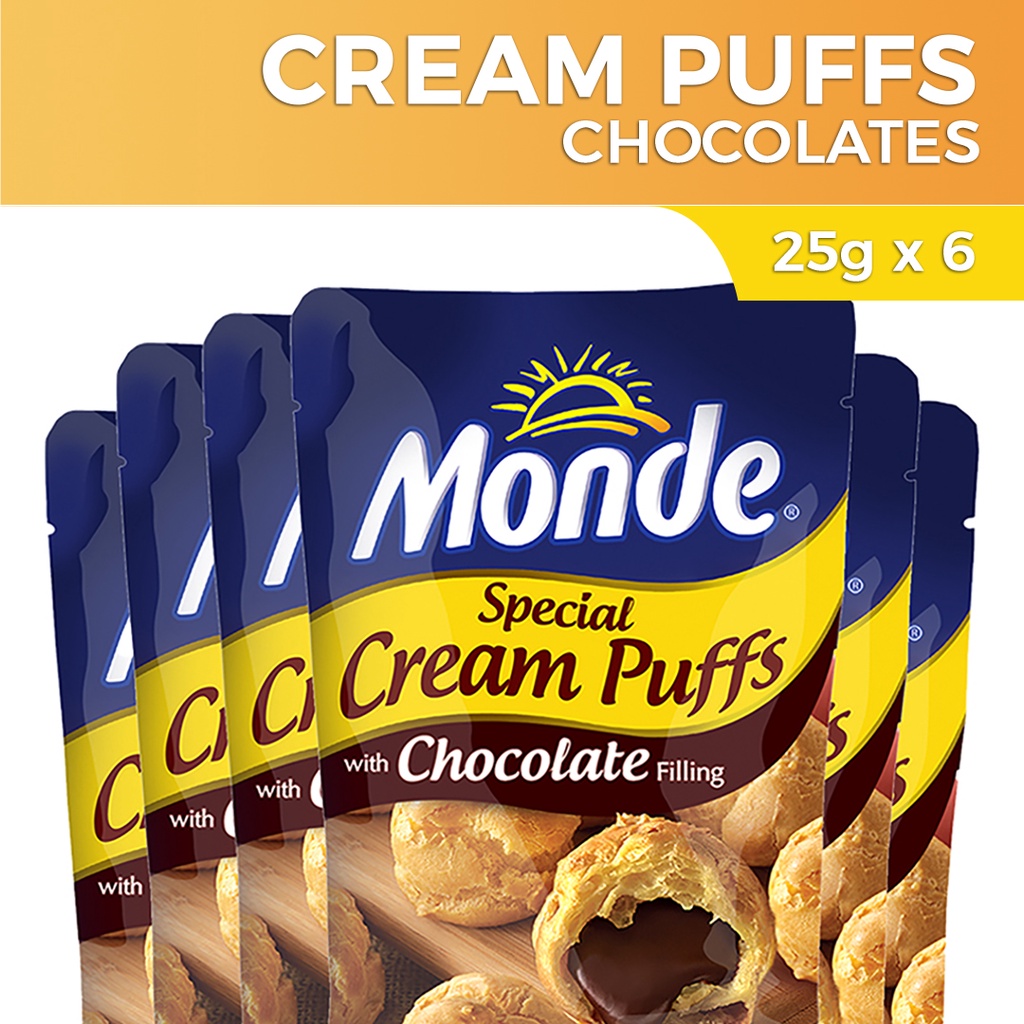 Monde Special Cream Puffs Chocolate 25gx6 | Shopee Philippines