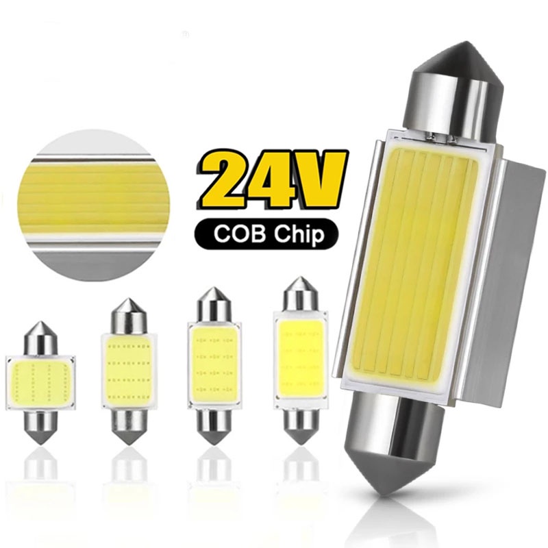 1pcs C10W C5W LED COB Festoon 31mm 36mm 39mm 41/42mm 12V 24V White bulbs for cars License plate ...