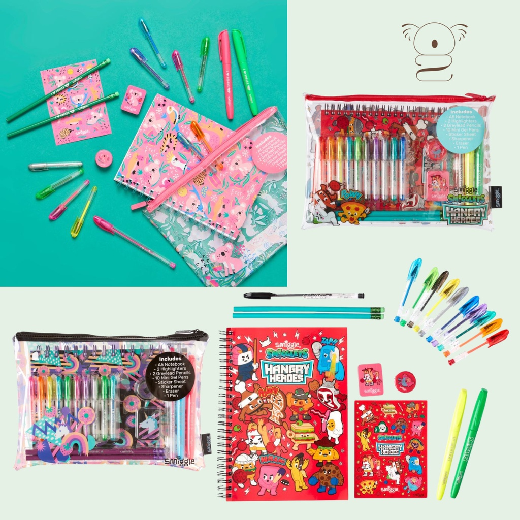 Smiggle Kids Essentials A5 Stationery Gift Pack Notebooks Pens Pencil ...