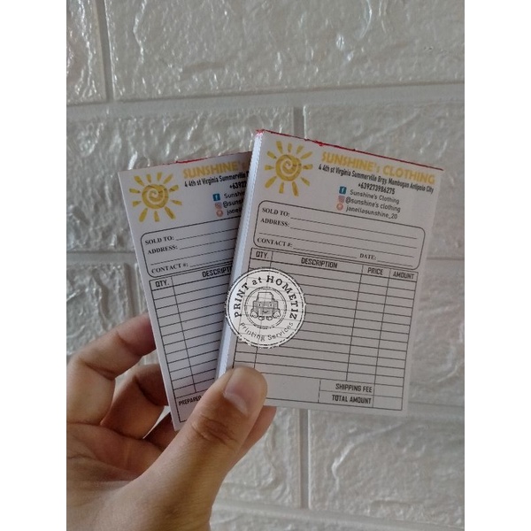 Personalized Reciept 3x4 inches | Resibo | 100 sheets per pad | Shopee ...