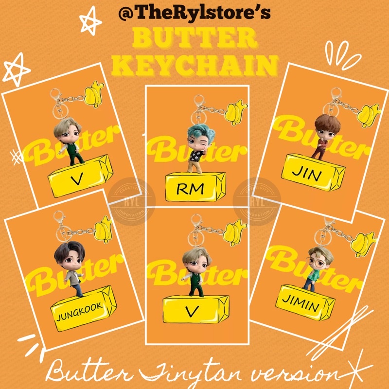 BTS Tinytan x Butter edition Acrylic Keychain - Jung Kook - V - Jimin - Suga - JHope - RM - Jin ...
