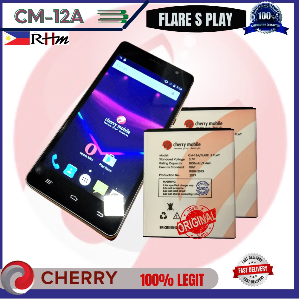 Cherry Mobile FLARE S PLAY Battery, Model CM-12A, 2000mAH Original Li ...
