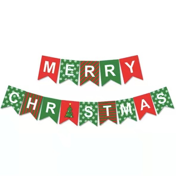 Ins Merry Christmas Multiple Colors Banner Party Decorations Cardboard