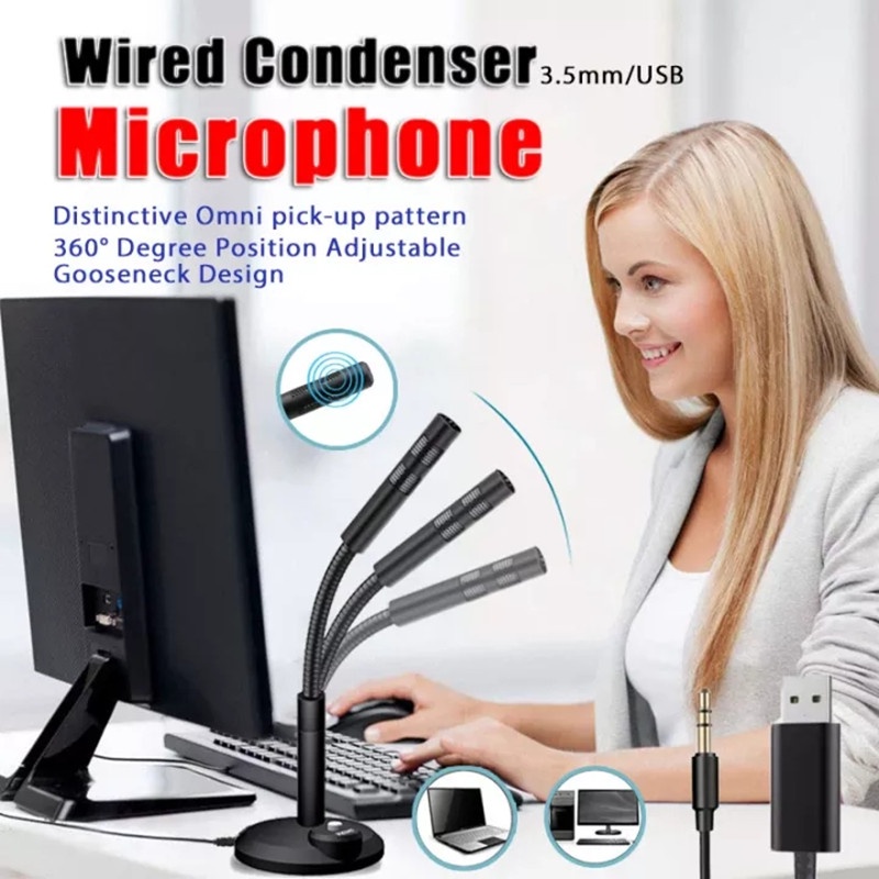 Pc Plug and Play 3.5Mm/USB Home Studio Omnidirectional Microphone ...