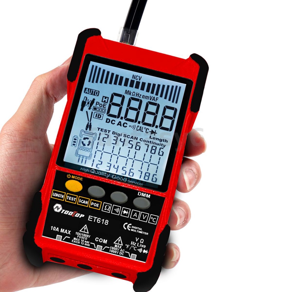 TOOLTOP LCD Network Cable Tester + Multimeter 2in1 400M/500M Network ...