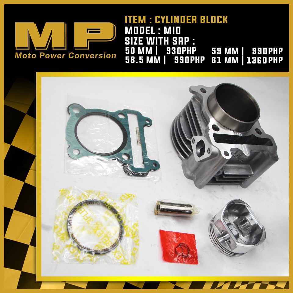 MP Cylinder Block Mio 110/Amore/Sporty (50mm STD/58.5mm/59mm Dome/59mm Semi Dome/61mm) (STEEL ...