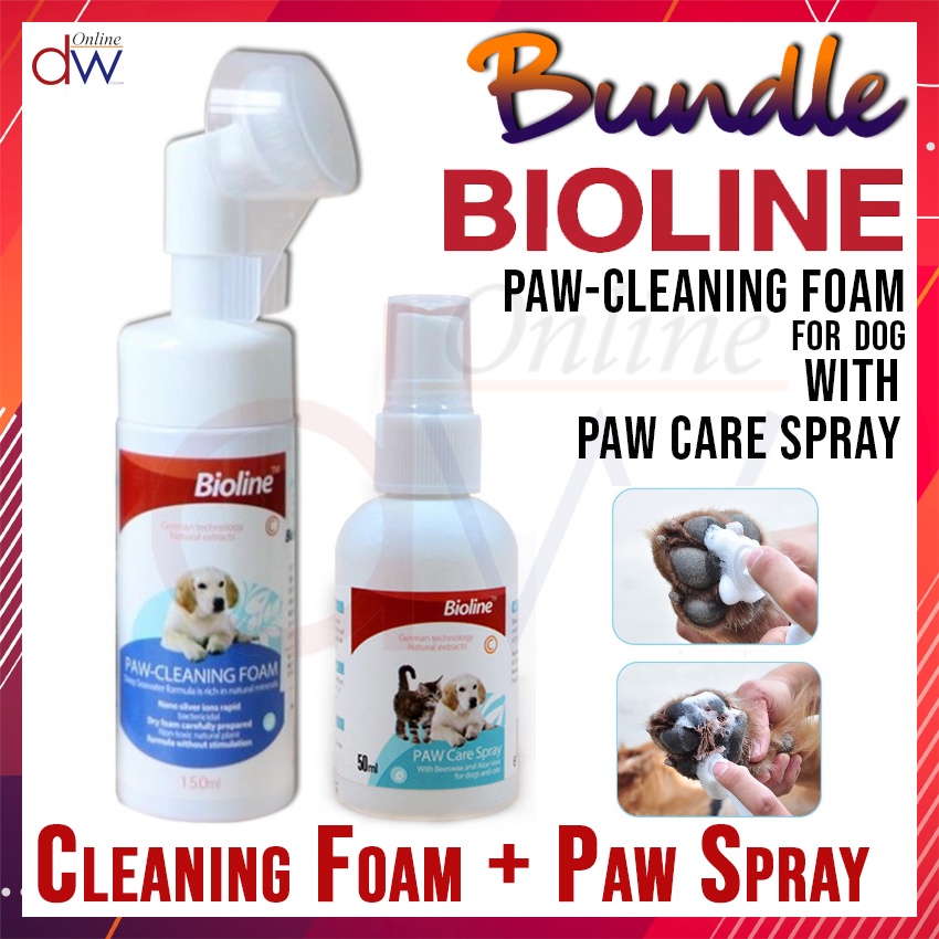 (BUNDLE) Bioline Paw Cleaning Foam for Dog 150ml WITH Bioline Paw Care ...
