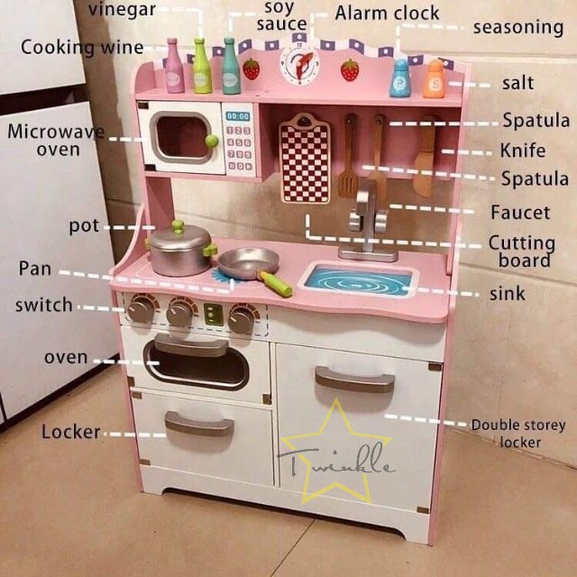 TwinklePH Wooden Princess Kitchen Set Pink Princess Kitchen Set ...
