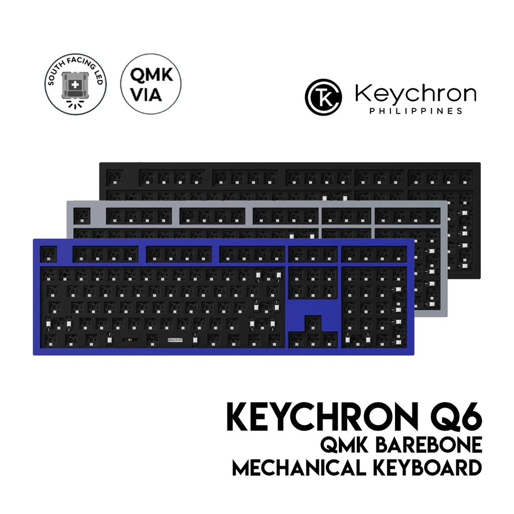 Keychron Q6 QMK Barebone Mechanical Keyboard, Full, Wired, RGB ...