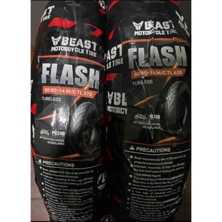 BEAST TIRES FLASH P6240= 80/80/14 & 90/80/14 TL ( FREE PITO & SEALANT ...