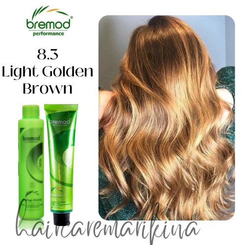 8.3 LIGHT GOLDEN BROWN Bremod Hair Color - With Oxidizer Set | Shopee ...