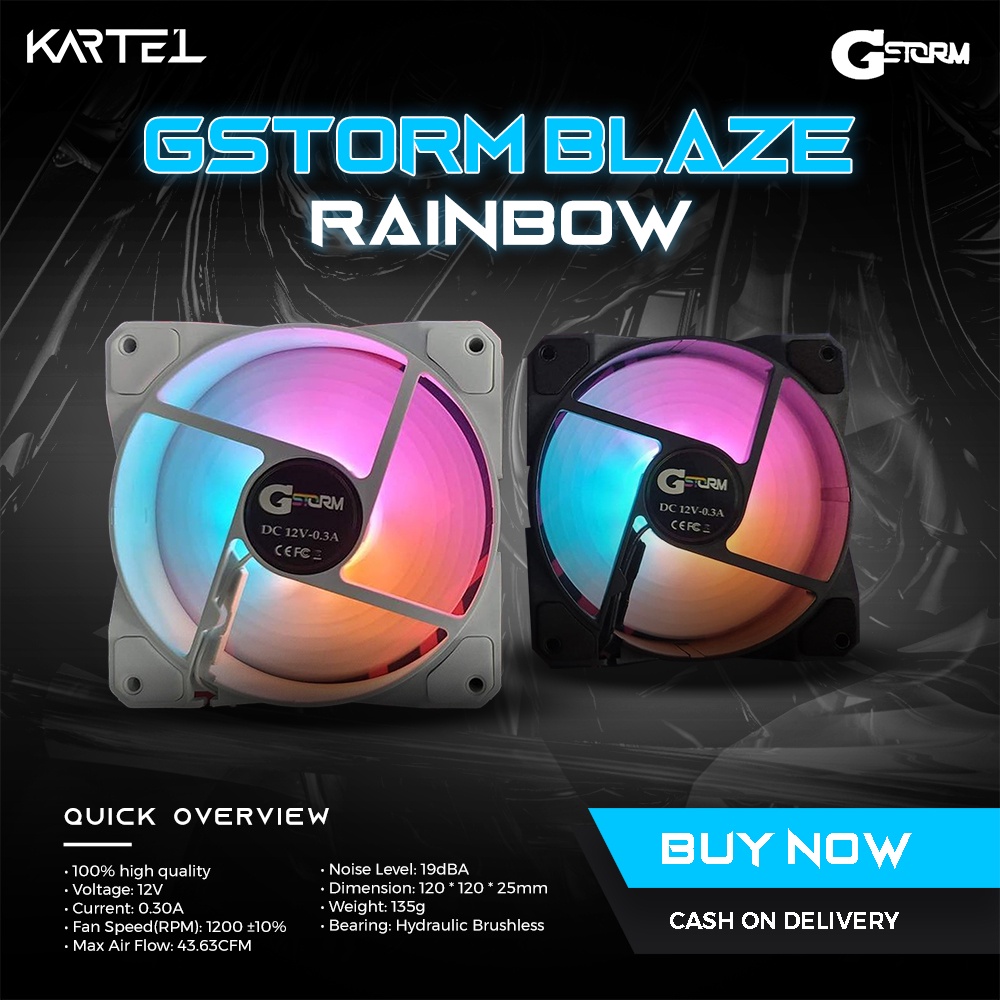 G STORM BLAZE RAINBOW Fan 120mm PC CPU Computer Case Cooling Fan ...