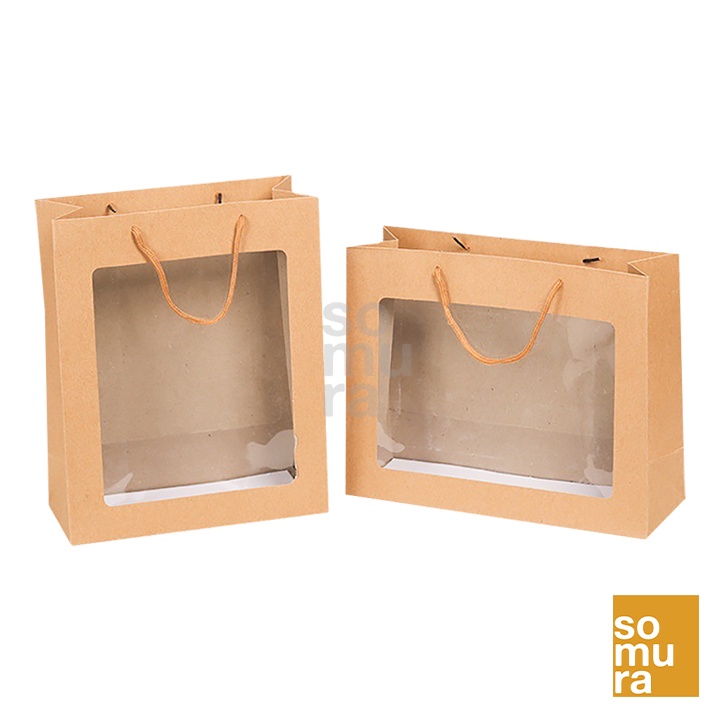 kraft-plain-paper-bags-with-handle-and-transparent-window-ssc886
