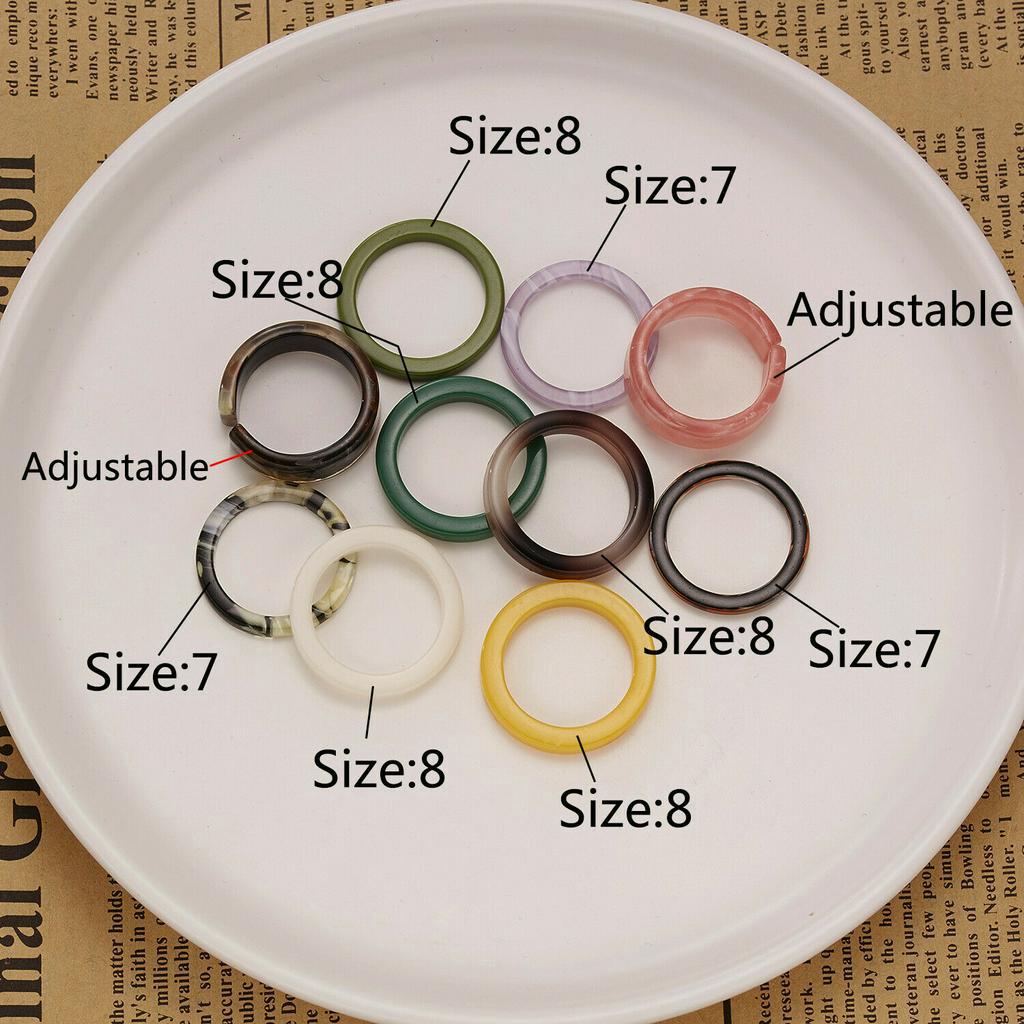 Wholesale 10pcs Size 7-8 Adjustable Colorful Rings Set Acrylic Knuckle ...