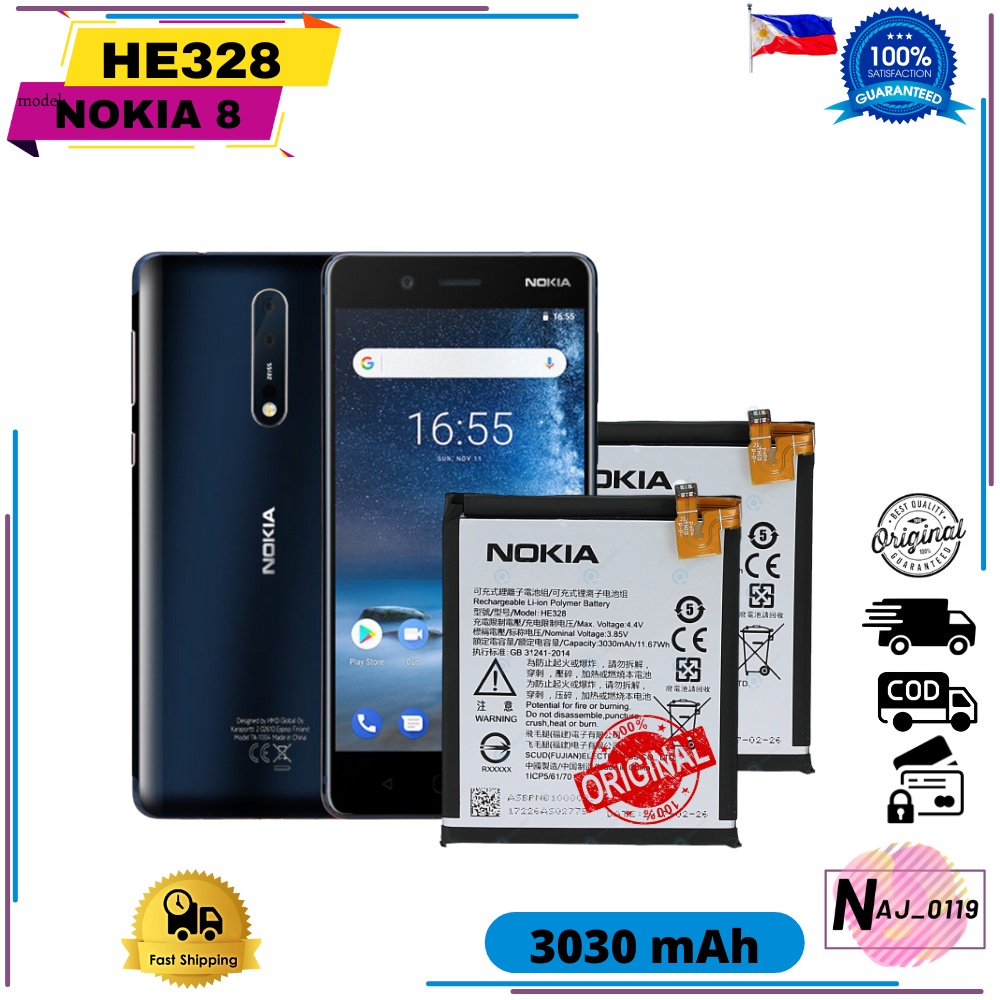 Nokia 8 (TA-1012 TA-1004) Battery HE328 3030mAh Original Quality ...