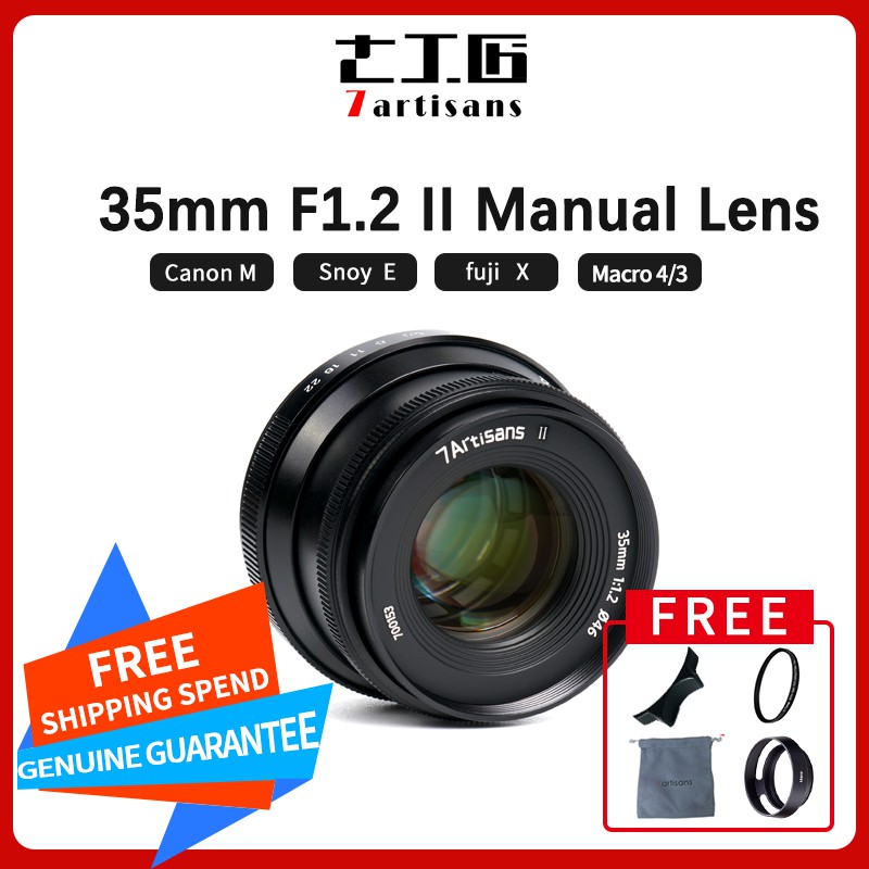 7artisans 35mm f1.2ii prime lens for sony e/fuji/m43/ canon eos-m/nikon ...