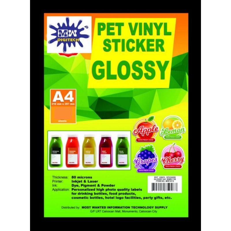 Printable PET Vinyl Sticker - Glossy White, A4 size | Shopee Philippines