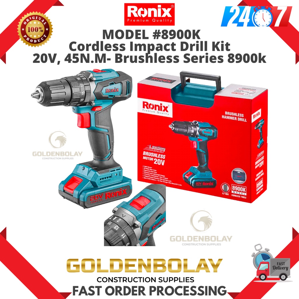 RONIX Germany - 20V Brushless impact drill kit - MODEL 8900k ORIGINAL (FAST SHIPPING) | Shopee ...
