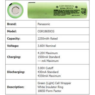 TRUE RATED Panasonic CGR 18650 CE/CG/A/B/EA | Shopee Philippines