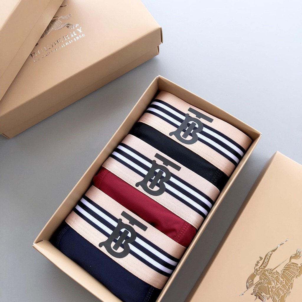 3pcs/lot men's ice silk burberry underwear boxer homme sexy transparent ...