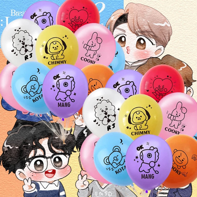 BTS Balloons Chimmy Cooky BT21Theme Latex Balloons Birthday Party ...