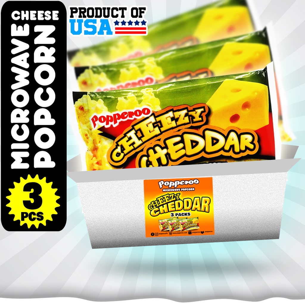 POPPEROO - 3pcs Microwave Popcorn - Cheezy Cheddar | Shopee Philippines