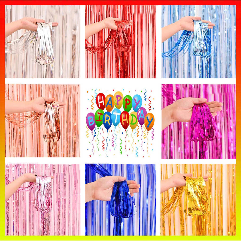 15 Colors 2 Meters/Foil Curtain Fringe Curtain Tinsel String Shiny Gold ...