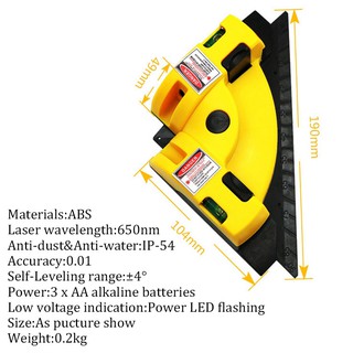 90 Degree Right Angle Laser Line Projection Ruler Horizontal Instrument ...