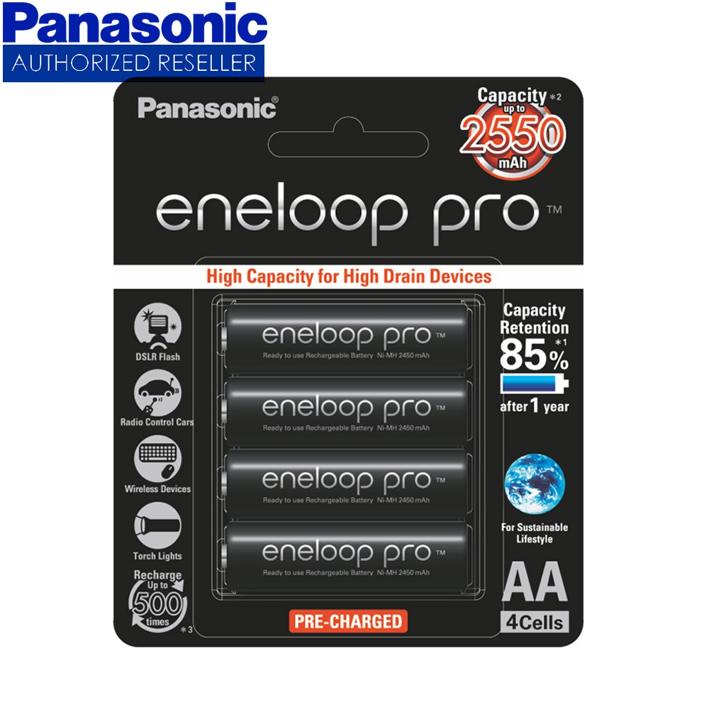 Panasonic Eneloop Pro 4 X Aa Rechargeable Batteries Black Shopee