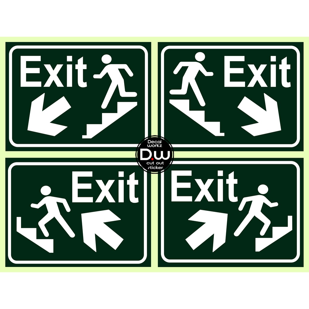 Reflective Exit Stair Arrow Sign Reflectorize Honeycomb vinyl Sticker ...