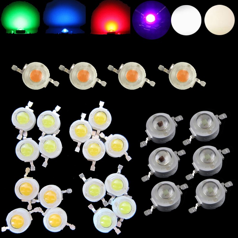 10pcs LED Diodes Light White Red Blue Green Yellow UV IR Full Spectrum ...