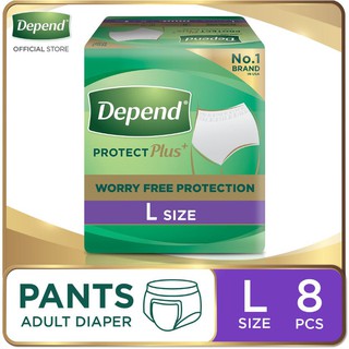 Depend Adult Diaper Protect Plus Absorbent Pants L - 8pcs x 1 packs (8 ...