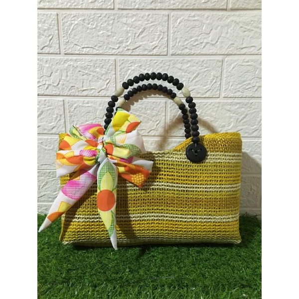 Abaca Handbag | Emelia Bag with ribbon | Shopee Philippines