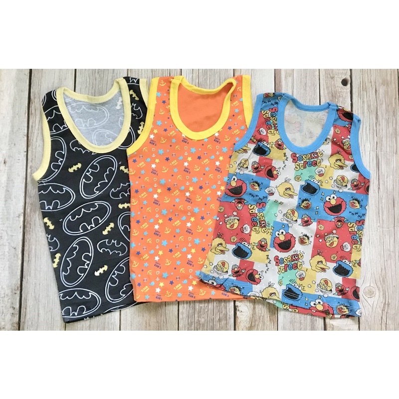3 or 6 pcs Kids Sando for Boy Cartoon Characters Korean Cotton SOFT ...